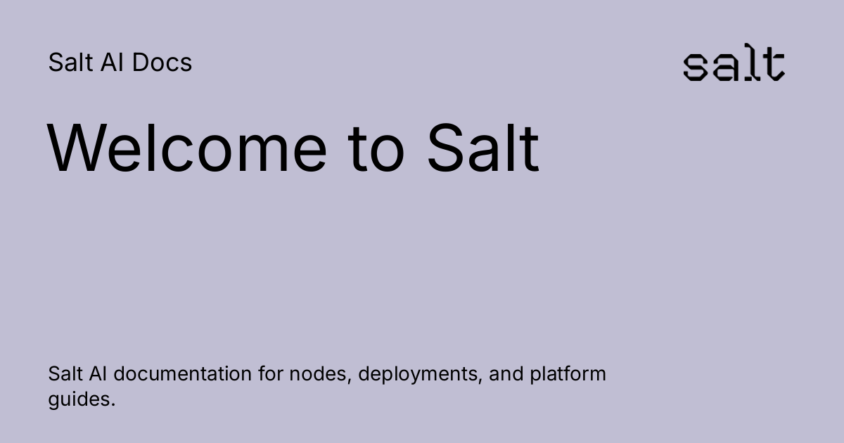Welcome to Salt - Salt AI Docs
